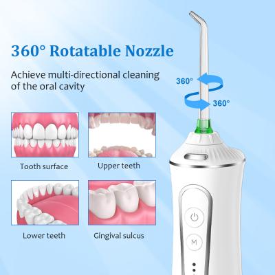 China Rechargeable Cordless Portable Water Flosser 5 Modes 300ml IPX7 Custom Brand for sale