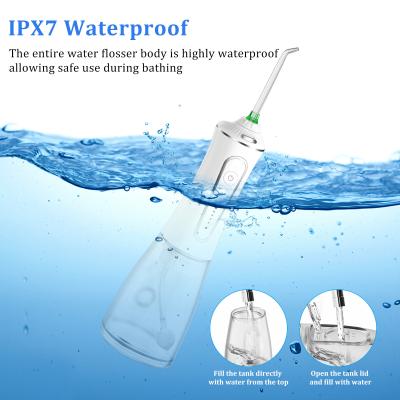 China Rechargeable Cordless Portable Water Flosser 5 Modes 300ml IPX7 Custom Brand for sale