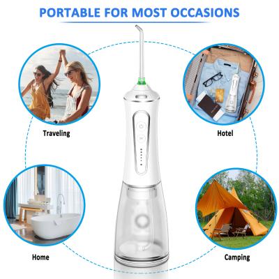 China Rechargeable Cordless Portable Water Flosser 5 Modes 300ml IPX7 Custom Brand for sale