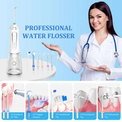 China Rechargeable Cordless Portable Water Flosser 5 Modes 300ml IPX7 Custom Brand for sale