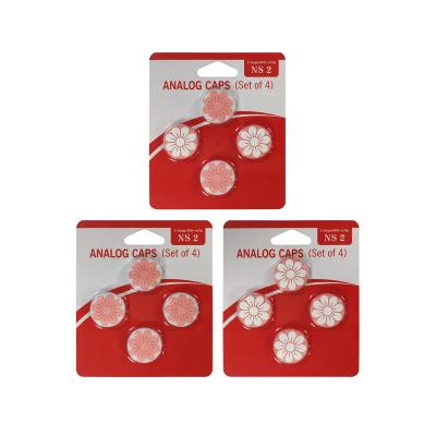China Girly Style Sakura Pattern Silicone Thumbstick Caps for Nintendo Switch 2 4 in 1 Set for sale