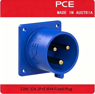 China Austrian Imported PCE Industrial Onshore Power Marine Panel Mount Plug with Socket 220V-32A-3 Pole IP44 Plastic Typ623 for sale