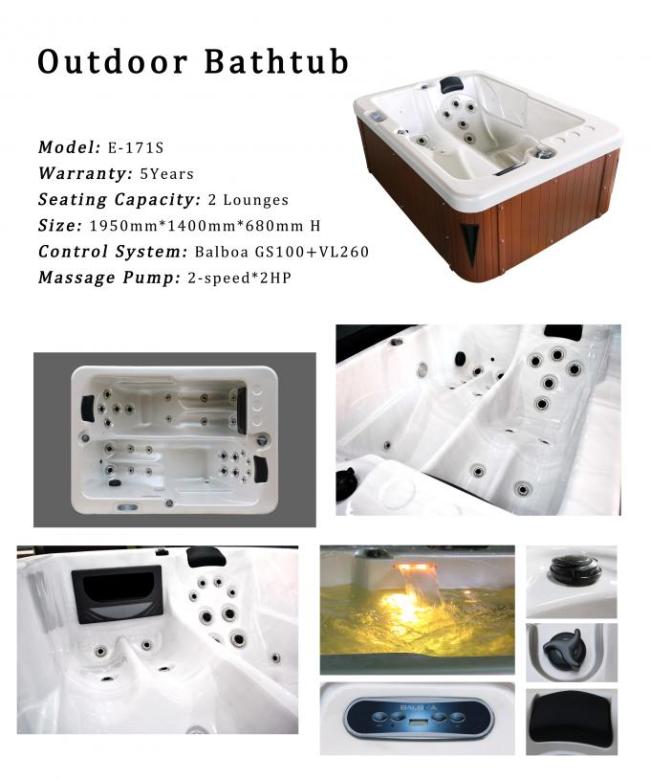 Backyard Swim SPA With 2 Lounges Outdoor Spa Pools For Family 2 Person Massage Bathtubs With Air Jets