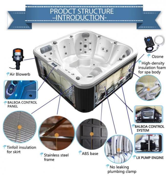Backyard Swim SPA With 2 Lounges Outdoor Spa Pools For Family 2 Person Massage Bathtubs With Air Jets