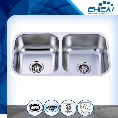 China Best discount cheap price  undermount SUS304 stainless steel double bowll kitchen sink for sale