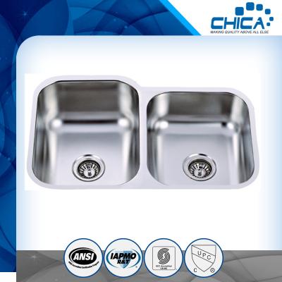 China stainless steel kitchen sink with 60/40 for USA market with 18gauge and 16gauge for sale