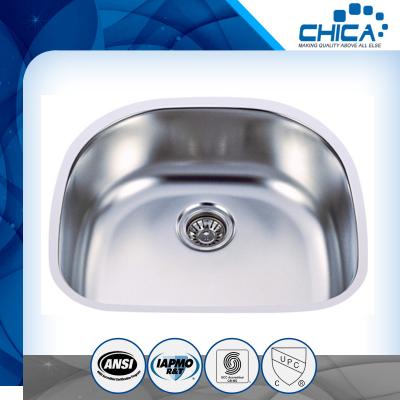 China Pressed kitchen sinks with single bowl undermount kitchen sink with SUS304 and silver color for sale