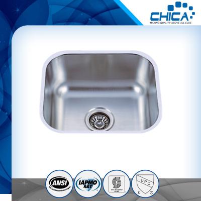 China Four tap hole stainless steel sink with single bowl and stain polish for america market with SUS304 for sale