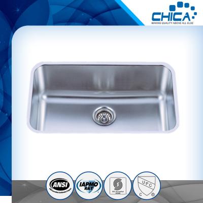 China Customized Single Bowl Undermount stainless steel kitchen Sink with satin finish for sale