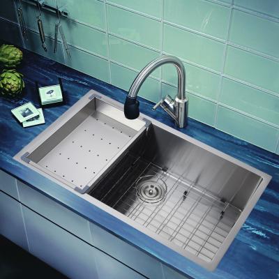 China drop-in overmount topmount single bowl inox 304 handmade custom size 18 gauge  sink for sale