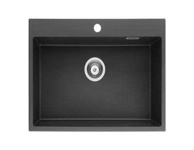 China 26 Inch Black Single Bowl Drop-in Granite Kitchen Sink/Quartz Sink for sale