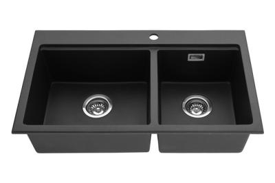 China 31 Inch 60/40 Double Bowl Drop-in Granite/Quartz Composite/Acrylic Resins Sink for sale