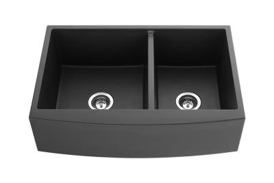 China 33 Inch Double Bowl Farmhouse/Apron-front Granite Composite Kitchen Sink for sale