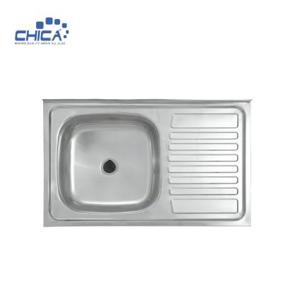 China CH8050C Single Bowl Sink With Drain Board Stainless Steel Kitchen Sink Press Kitchen Sink for sale