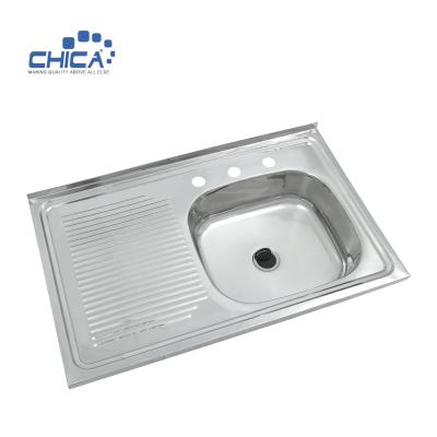 China CH8050A Single Bowl Sink With Drain Board Stainless Steel Kitchen Sink Press Kitchen Sink for sale
