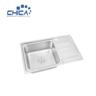 China CH7545 Single Bowl Sink With Drain Board Stainless Steel Kitchen Sink Press Kitchen Sink for sale
