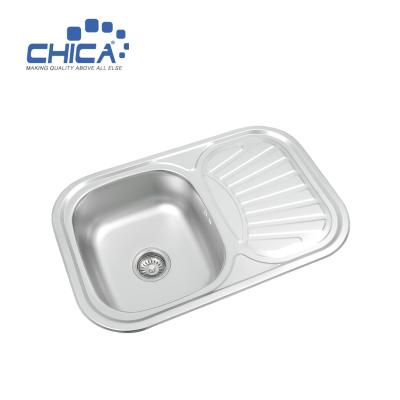 China CH7549 Stainless Steel Kitchen Sink Single Bowl Sink With Drain Board Press Kitchen Sink for sale