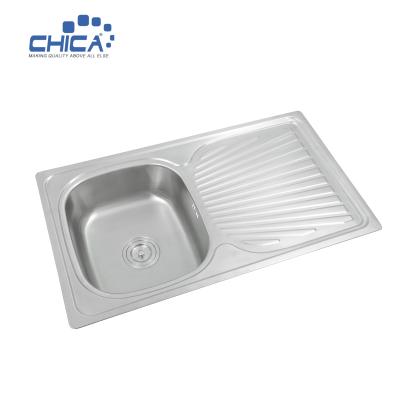 China CH8650 Single Bowl Sink With Drain Board Stainless Steel Kitchen Sink Press Kitchen Sink for sale