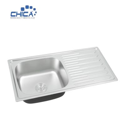 China CH9145 Single Bowl Sink With Drain Board Stainless Steel Kitchen Sink Press Kitchen Sink for sale