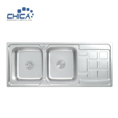 China CH12050D Topmount Kitchen Sink Stainless Steel Press Kitchen Sink Double Bowl Kitchen Sink for sale