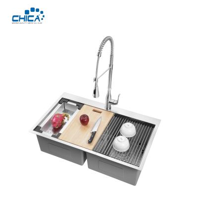 China Stainless Steel Kitchen Sink Handmade Kitchen Sink Topmount Kitchen Sink Double Bowl Kitchen Sink for sale
