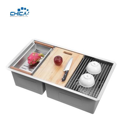 China Topmount Kitchen Sink Double Bowl Kitchen Sink 28x19x10 Stainless Steel Kitchen Sink Handmade Kitchen Sink for sale