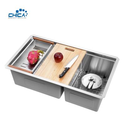 China Handmade Kitchen Sink Topmount Kitchen Sink Double Bowl Kitchen Sink Stainless Steel Kitchen Sink for sale