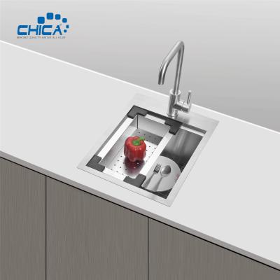 China Handmade House Kitchen Sinks SUS304 Stainless Steel Single Bowl Kitchen Sinks With Faucet for sale
