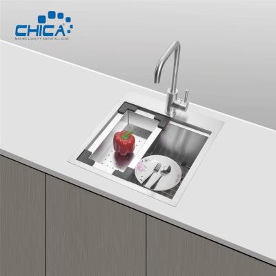China SUS304 Stainless Steel Single Bowl Kitchen Sinks Handmade House Kitchen Sinks With Faucet for sale