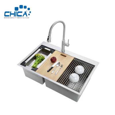 China Double Bowl Kitchen Sink Stainless Steel Kitchen Sink Handmade Kitchen Sink Topmount Kitchen Sink for sale