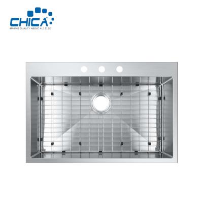 China Handmade kitchen Sinks SUS304 stainless steel Single Bowl Kitchen Sinks with 3 holes etc. for sale