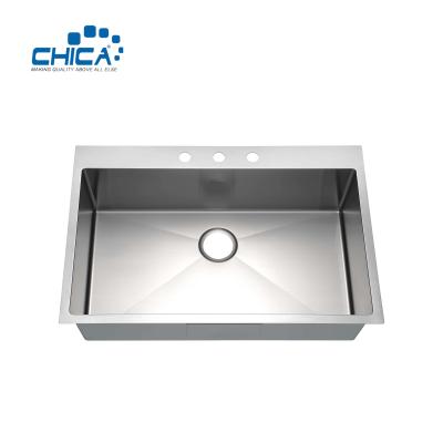 China Single Bowl Handmade kitchen Sinks SUS304 stainless steel Kitchen Sinks with 3 holes etc. for sale