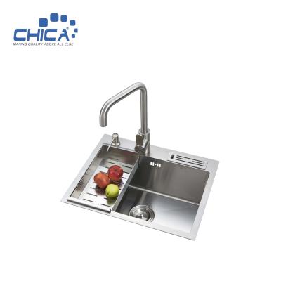 China Single Bowl Handmade kitchen Sinks Wish Soap Dispenser SUS304 stainless steel Kitchen Sinks With Knife Rest for sale