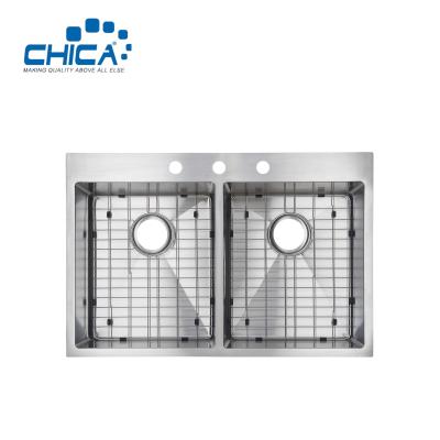 China Double Bowl Stainless Steel Kitchen Sink Handmade kitchen Sinks Wish Faucet for sale