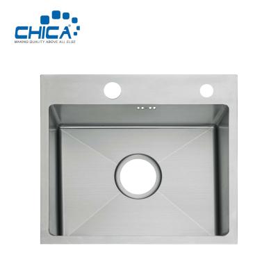 China Handmade Single Bowl Kitchen Sink Stainless Steel kitchen Sinks Rectangular Kitchen Sinks Two Holes Kitchen Sinks for sale