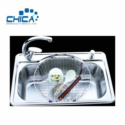 China Press Kitchen Sink SUS304 Stainless Steel Kitchen Sink Single Bowl Kitchen Sinks With Faucet for sale