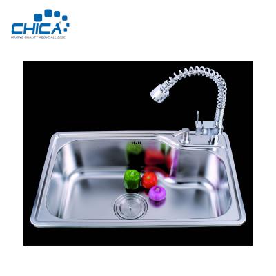 China Press Kitchen Sink SUS304 Stainless Steel Kitchen Sink Single Bowl Kitchen Sinks With Faucet for sale