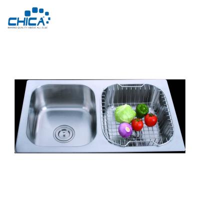China SUS304 Stainless Steel Kitchen Sink Press Kitchen Sink Double Bowl Kitchen Sink for sale