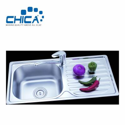 China SUS304 Stainless Steel Kitchen Sink Single Bowl Kitchen Sink Press Kitchen Sink  With Faucet for sale