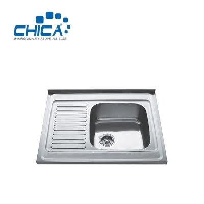 China Single Bow Press Kitchen Sink SUS304 Stainless Steel Kitchen Sink With Wing for sale
