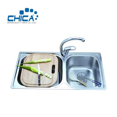 China Double Bowl Kitchen Sink SUS304 Stainless Steel Kitchen Sink Press Kitchen Sink For RV for sale