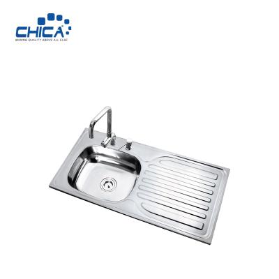 China Stainless Steel Kitchen Sink Single Bowl Kitchen Sink Topmount Kitchen Sink With Faucet for sale