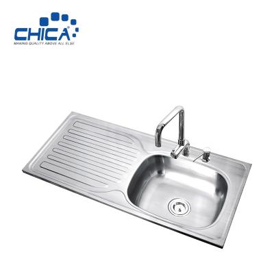 China Stainless Steel Kitchen Sink Single Bowl Kitchen Sink Topmount Kitchen Sink With Faucet for sale