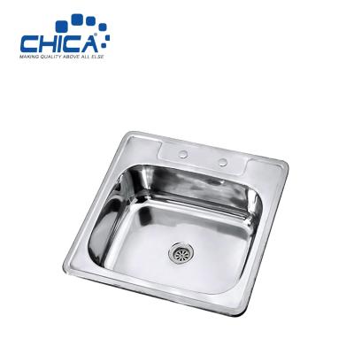 China Silver-white Color Stainless Steel Kitchen Sink Single Bowl Kitchen Sink Topmount Kitchen Sink for sale