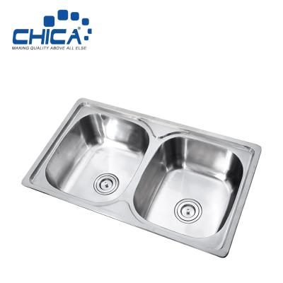 China Double Bowl Kitchen Sink SUS304 Stainless Steel Kitchen Sink Press Kitchen Sink for sale