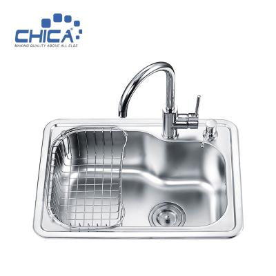 China Press Kitchen Sink SUS304 Stainless Steel Kitchen Sink Single Bowl Kitchen Sink With Faucet for sale