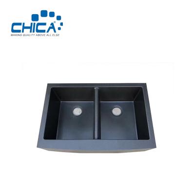China Double Bowl Granite Composite Kitchen Sink Apron Front Granite Kitchen Sink For House for sale
