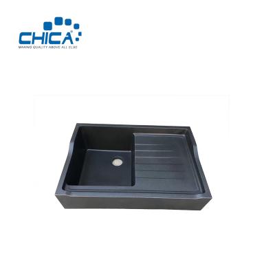 China Granite Composite Kitchen Sink With Drain Board Single Bowl Topmount Granite Kitchen Sink For House for sale