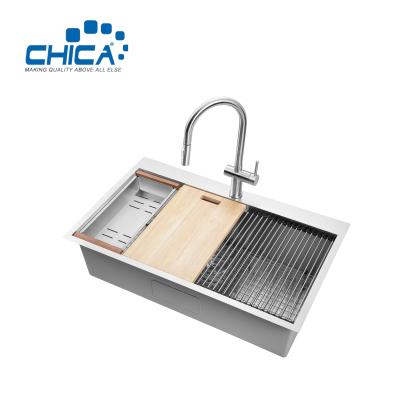 China 30x22x10cm Hot Sale Single Bowl Handmade House Kitchen Sinks Cheap Stainless Steel Kitchen Sinks With Faucet for sale