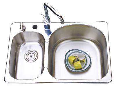 China Press Kitchen Sink SUS304 Stainless Steel Kitchen Sink Double Bowl Kitchen Sink With Faucet for sale